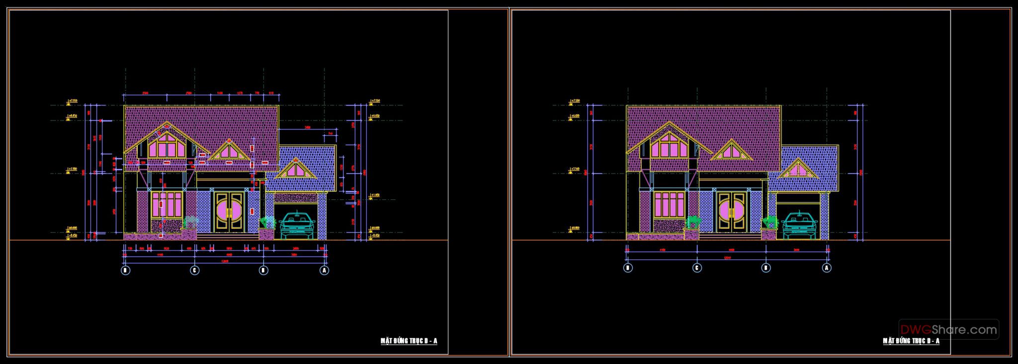 Villa Layout Plan and Elevation Project AutoCAD File Free Download