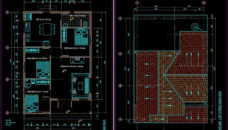 1 Level House 8x12m AutoCAD File Free Download - Free Cad Blocks ...