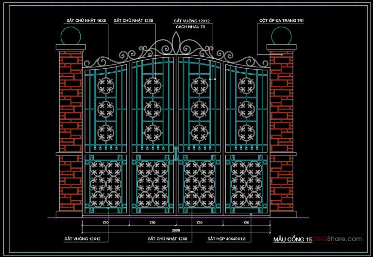 106.Gate design AutoCAD blocks free download