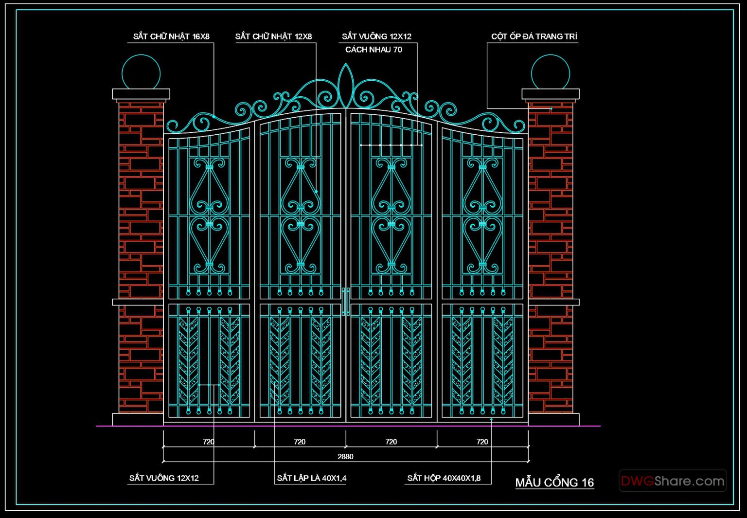 106.Gate design AutoCAD blocks free download