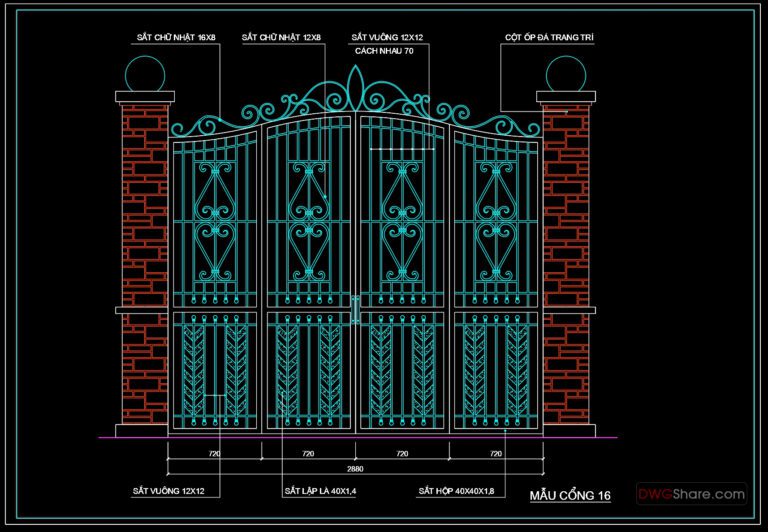106.Gate design AutoCAD blocks free download