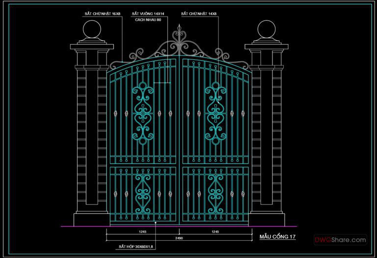106.Gate design AutoCAD blocks free download