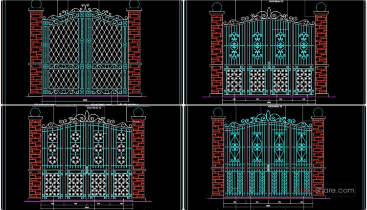 Gate and fence - Free download website of Autocad Blocks for Designer