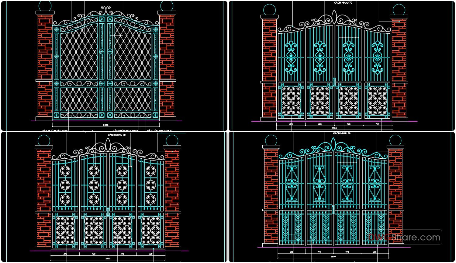 106.Gate design AutoCAD blocks free download
