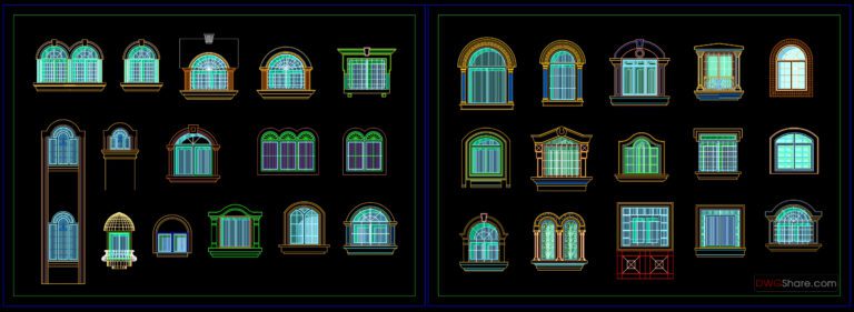 118.Arch Window CAD Blocks Elevation Design Free Download