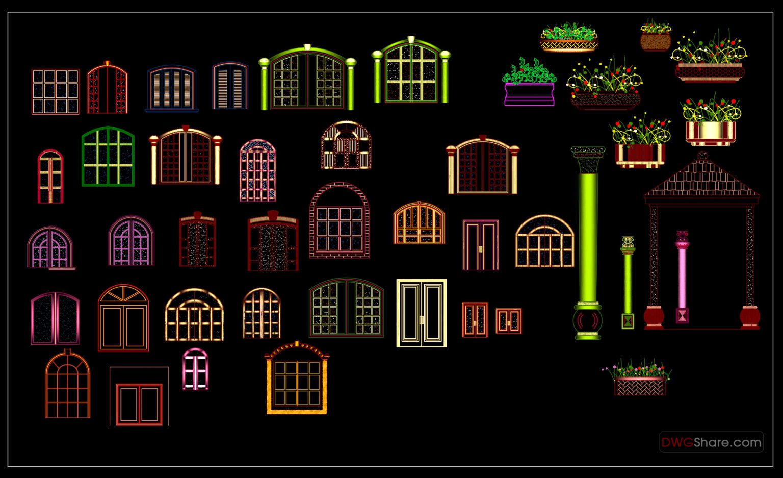 119.Cad classical elements cad blocks free dwg