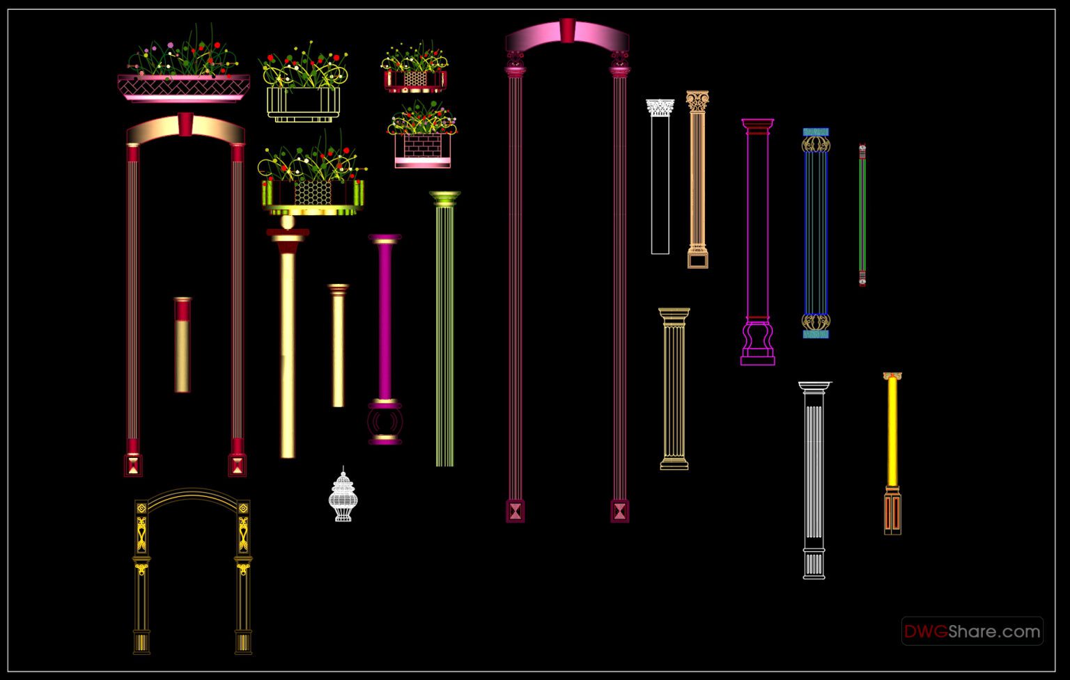 119.Cad classical elements cad blocks free dwg