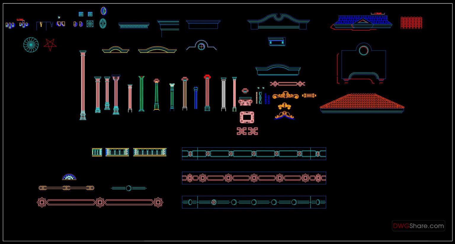 121.Cad classical elements cad blocks free dwg