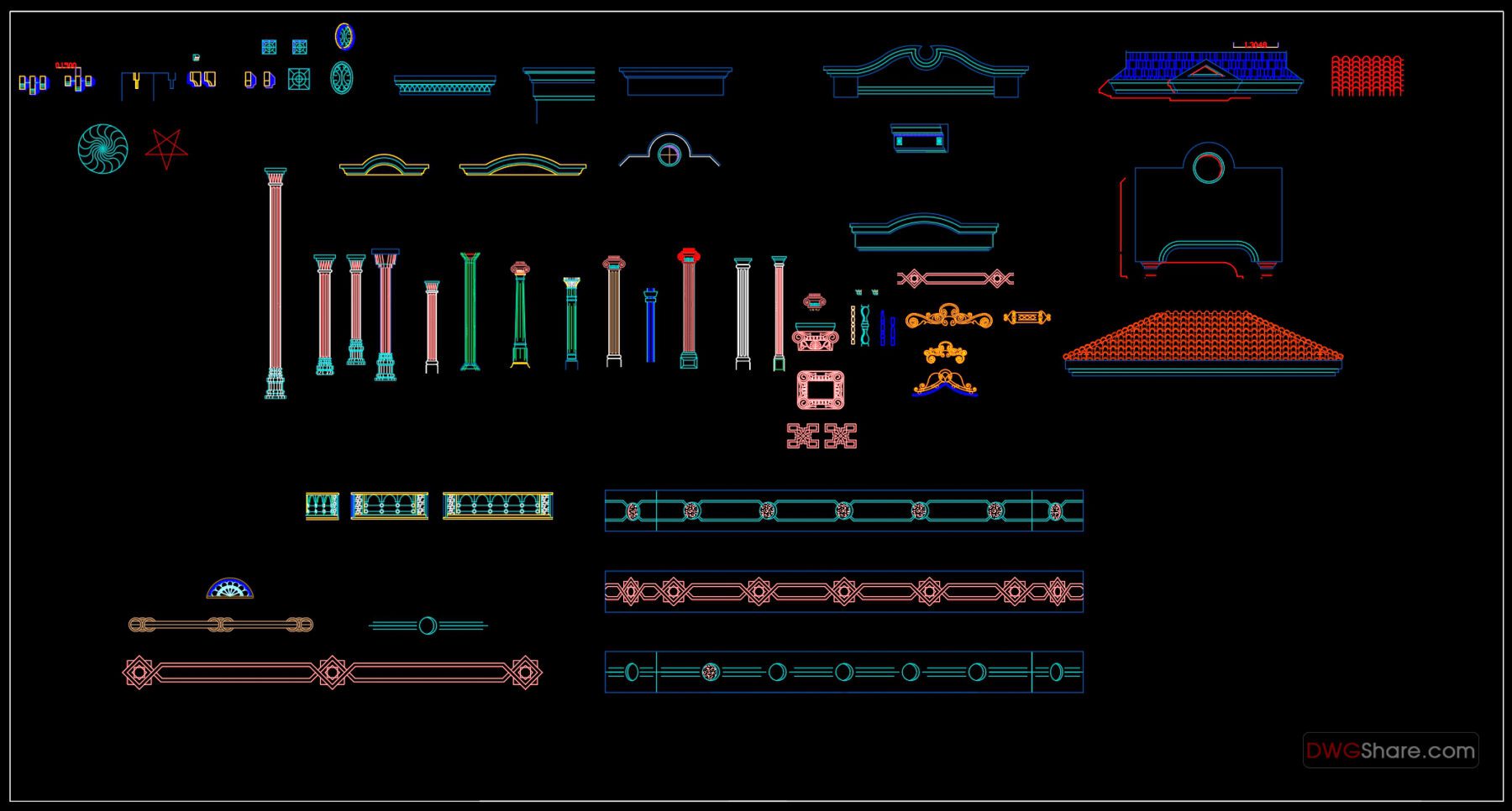 121.Cad classical elements cad blocks free dwg