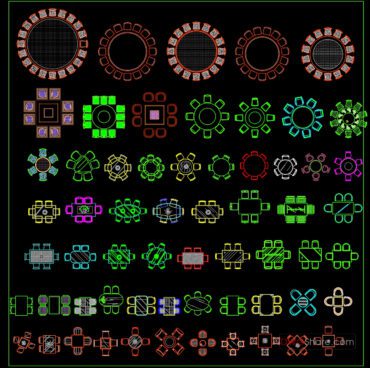 155.Dining tables in Plan Cad Blocks free download