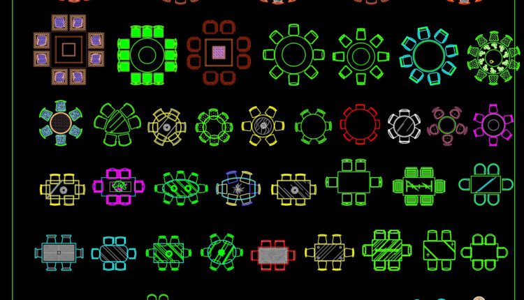 155.Dining tables in Plan Cad Blocks free download - Free Cad Blocks ...