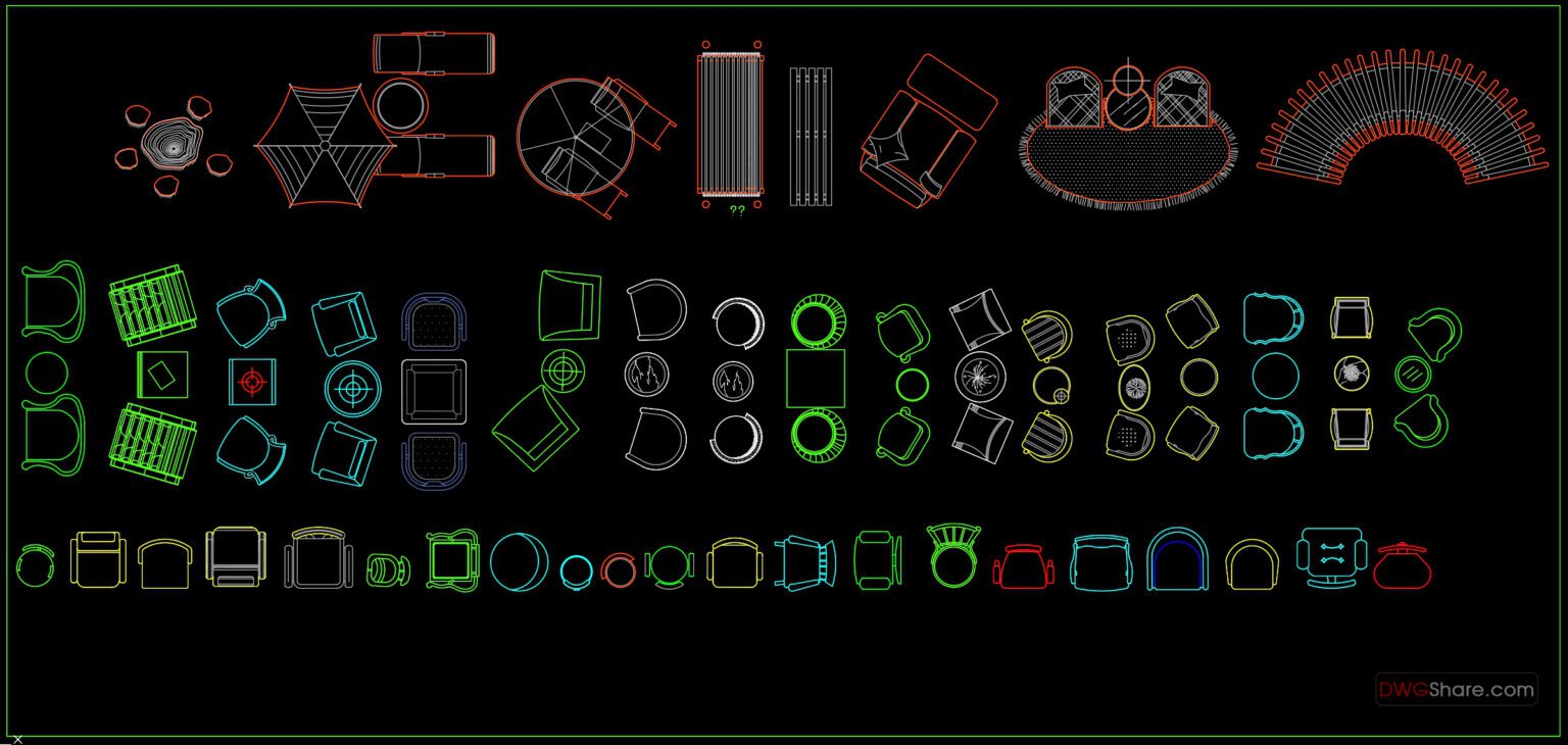158.Outdoor furniture in Plan Cad Blocks free download