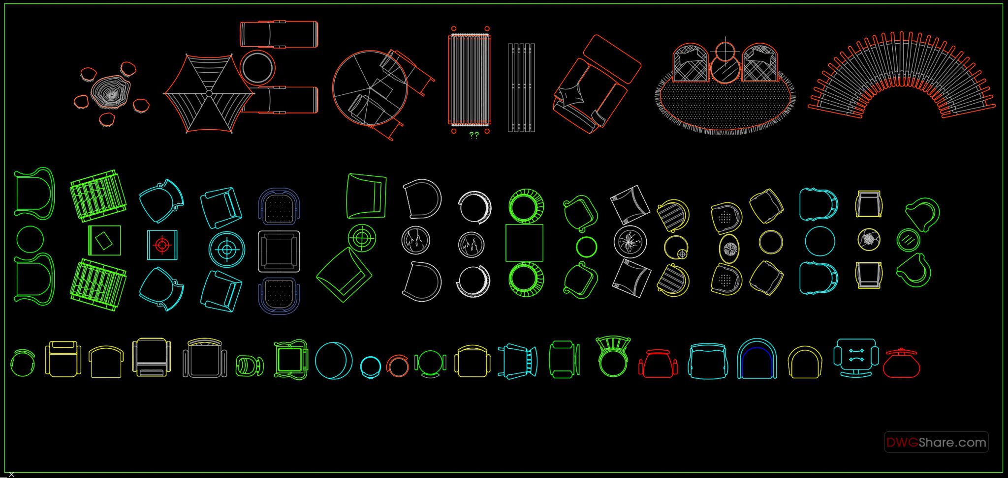 158.Outdoor furniture in Plan Cad Blocks free download