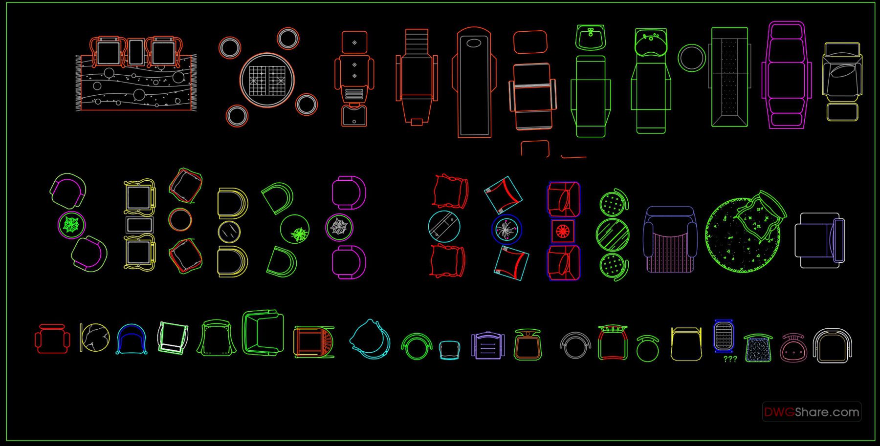 158.Outdoor furniture in Plan Cad Blocks free download