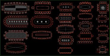 19.Dining and Conference Table Cad Blocks free download