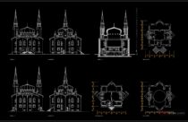 15.Mosque Layout Plan and Elevation Details AutoCAD File Free Download