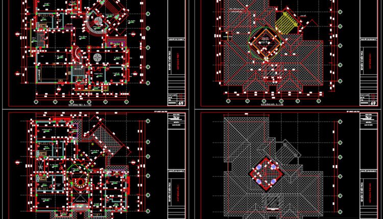 2 Levels Classic Villa 22.4x22.4m AutoCAD File Free Download - Free Cad ...