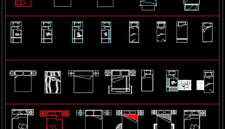 29.Bedroom top view AutoCAD blocks free download - Free Cad Blocks ...