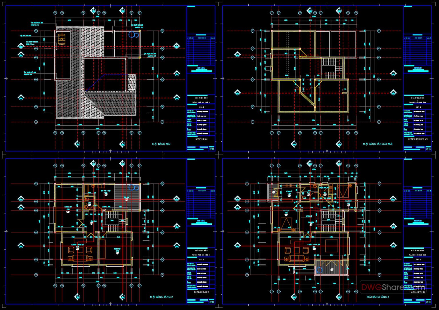 3 Levels Villa 12.2x13.2m Project AutoCAD File Free Download