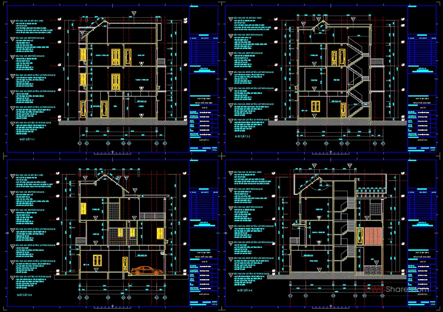 3 Levels Villa 12.2x13.2m Project AutoCAD File Free Download