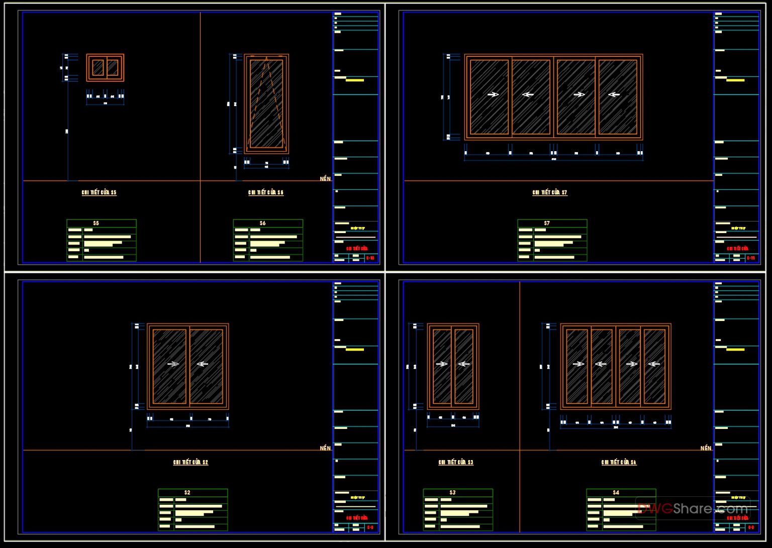 347.Free cad blocks Detail windows DWG download