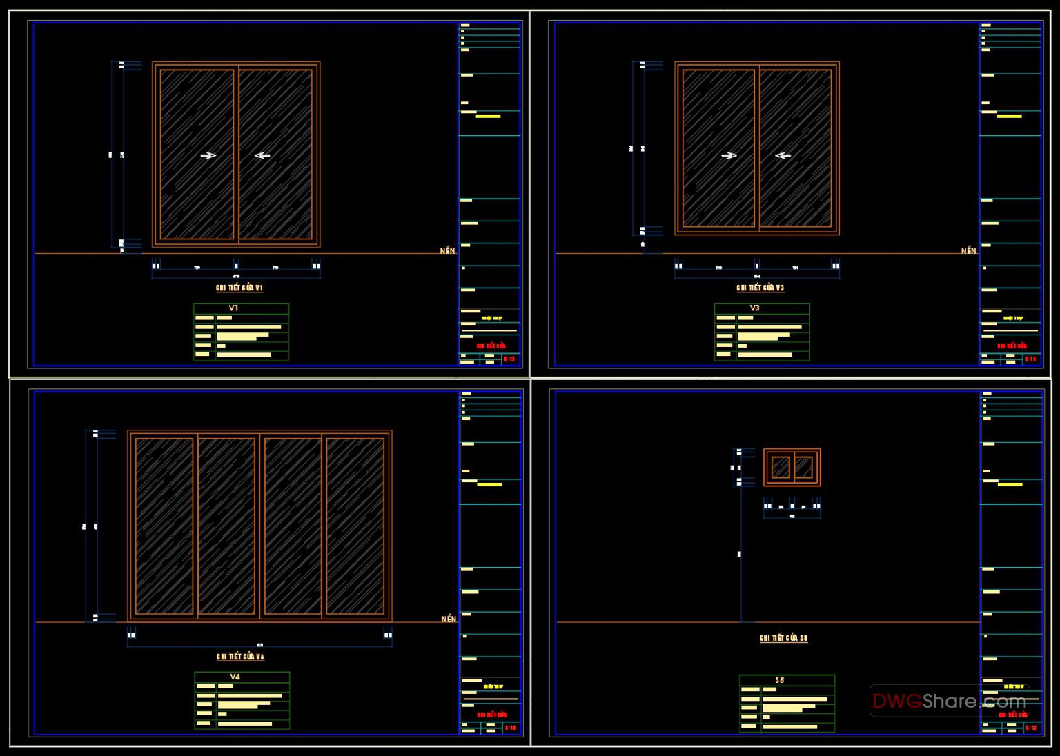 347.Free cad blocks Detail windows DWG download