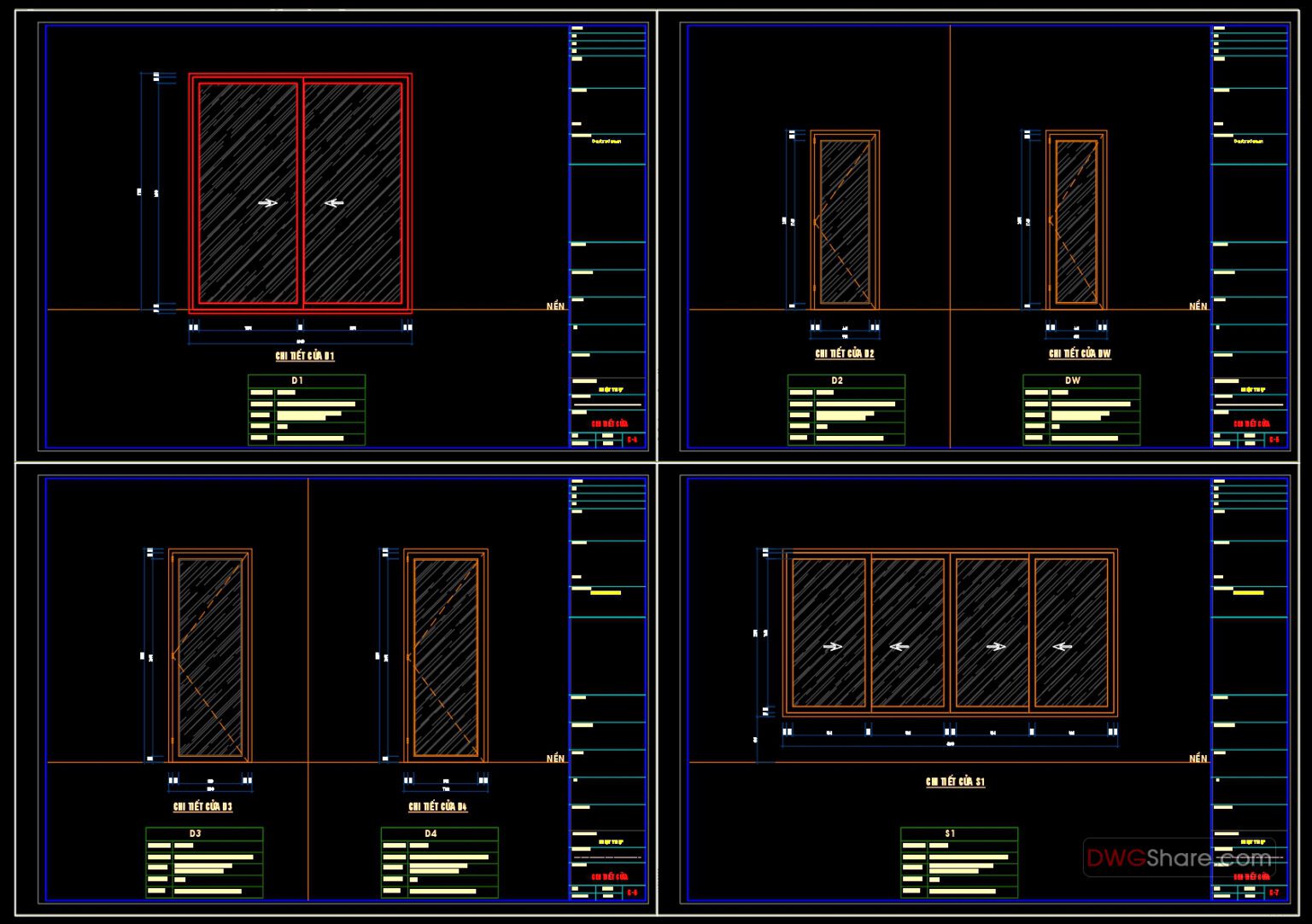 347.Free cad blocks Detail windows DWG download