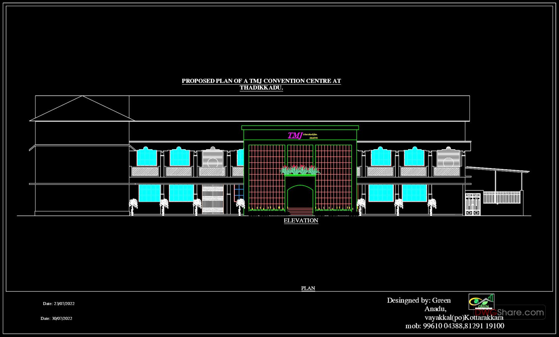 37.Proposed plan of a convention centre AutoCAD File DWG