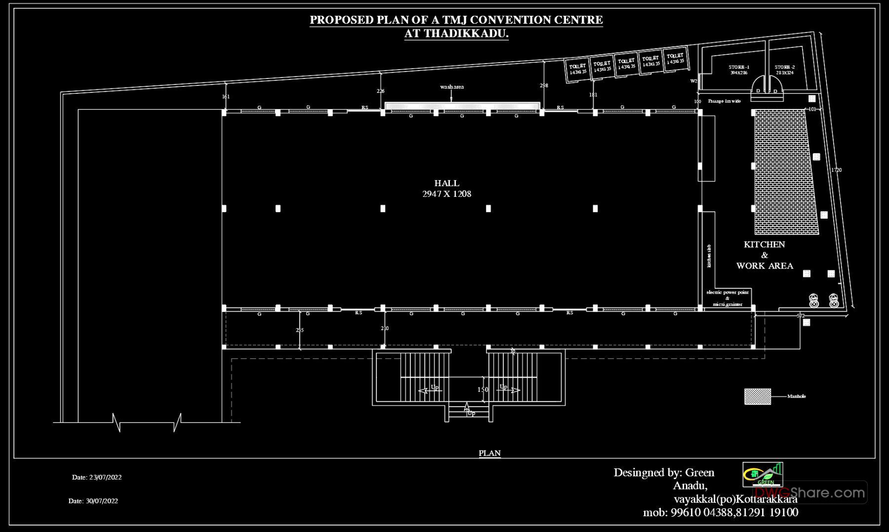 37.Proposed plan of a convention centre AutoCAD File DWG