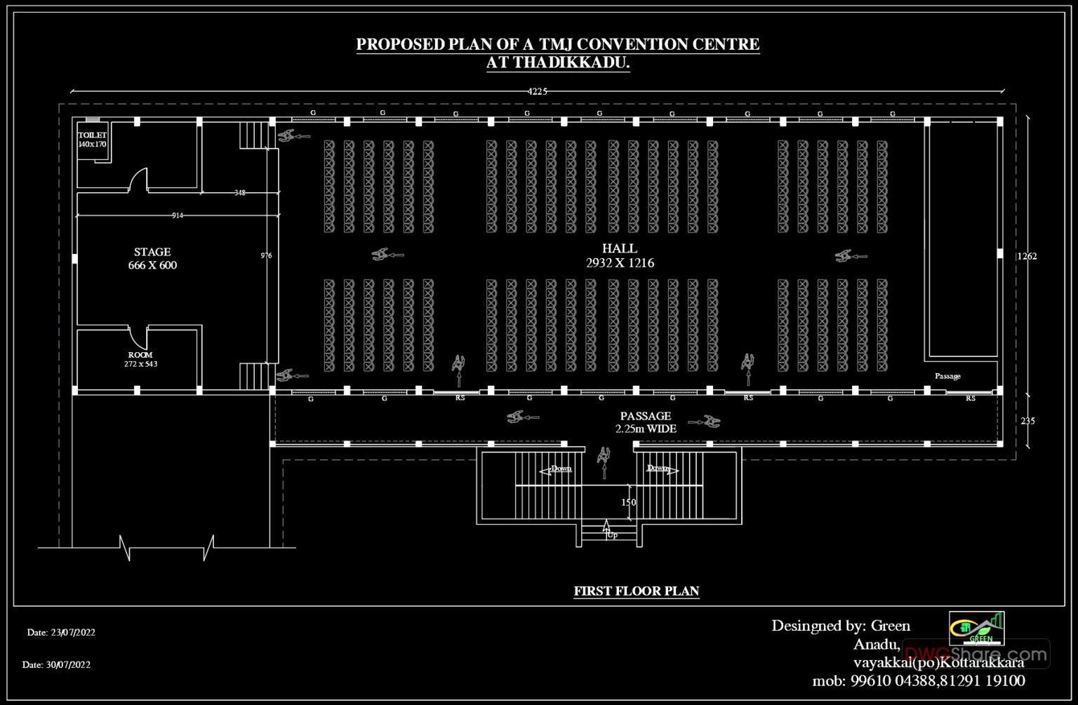 37.Proposed plan of a convention centre AutoCAD File DWG