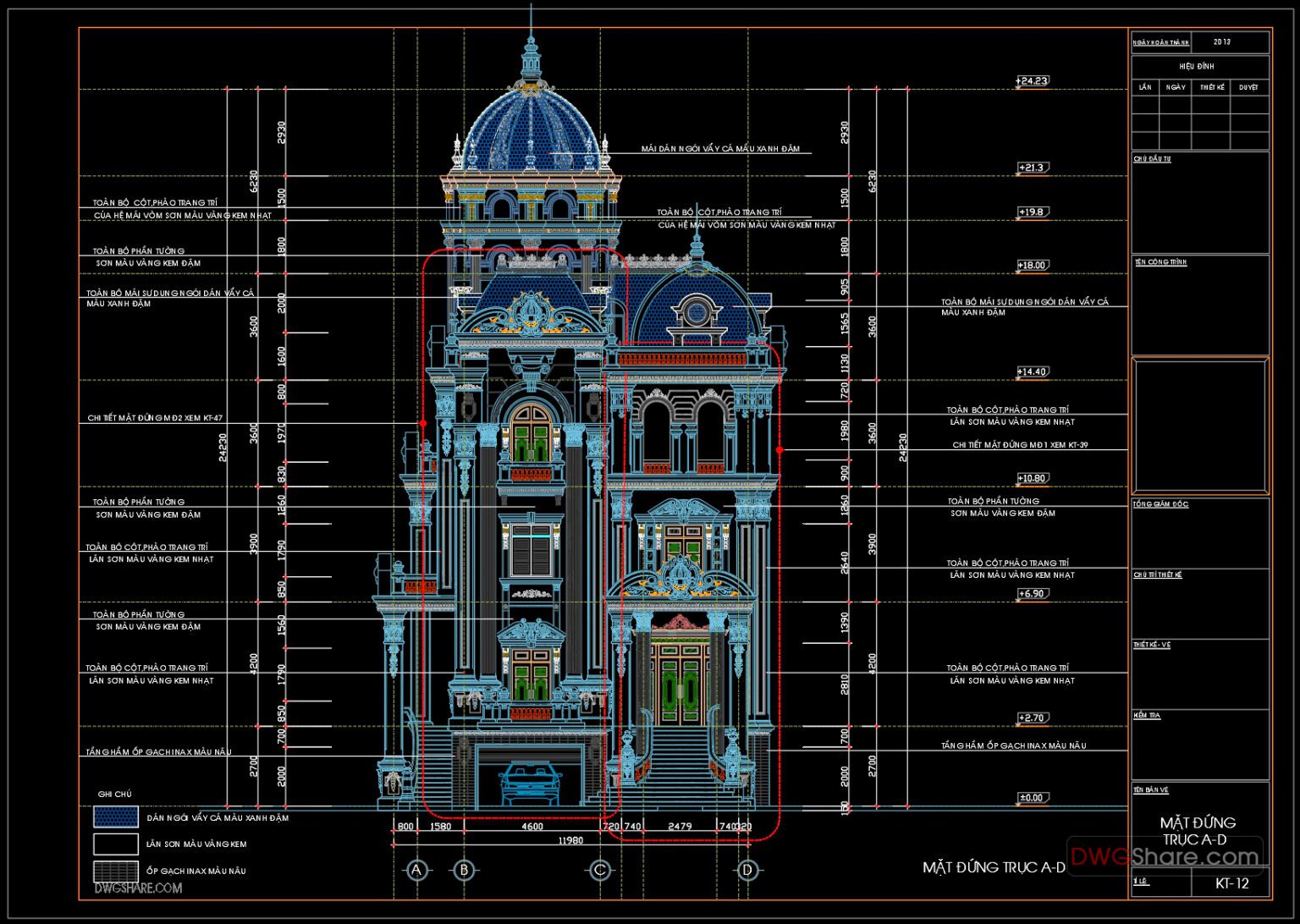 4 Levels House Faces Details AutoCAD File