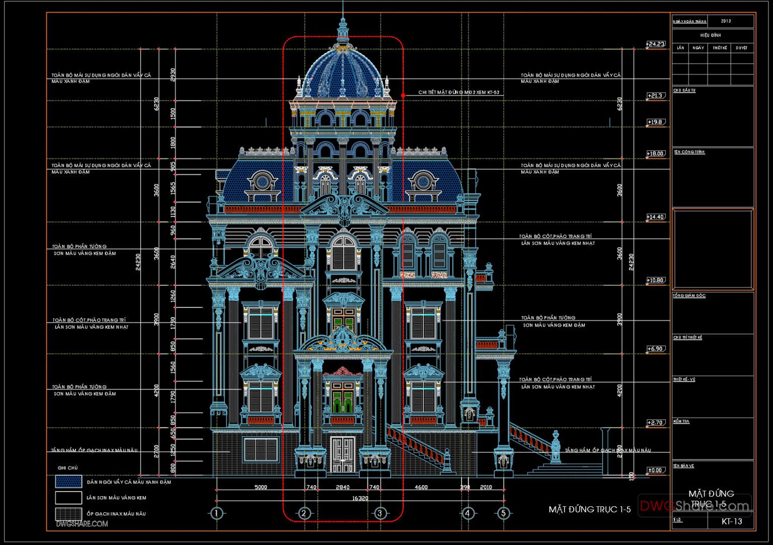 4 Levels House Faces Details AutoCAD File