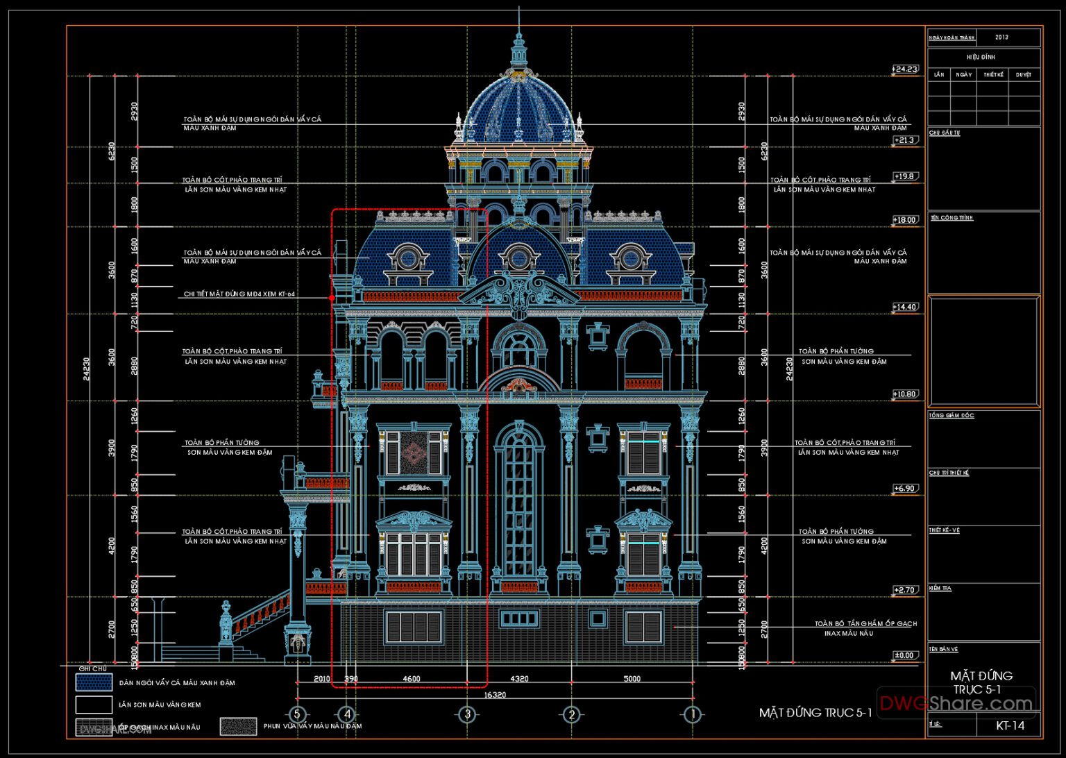 4 Levels House Faces Details AutoCAD File