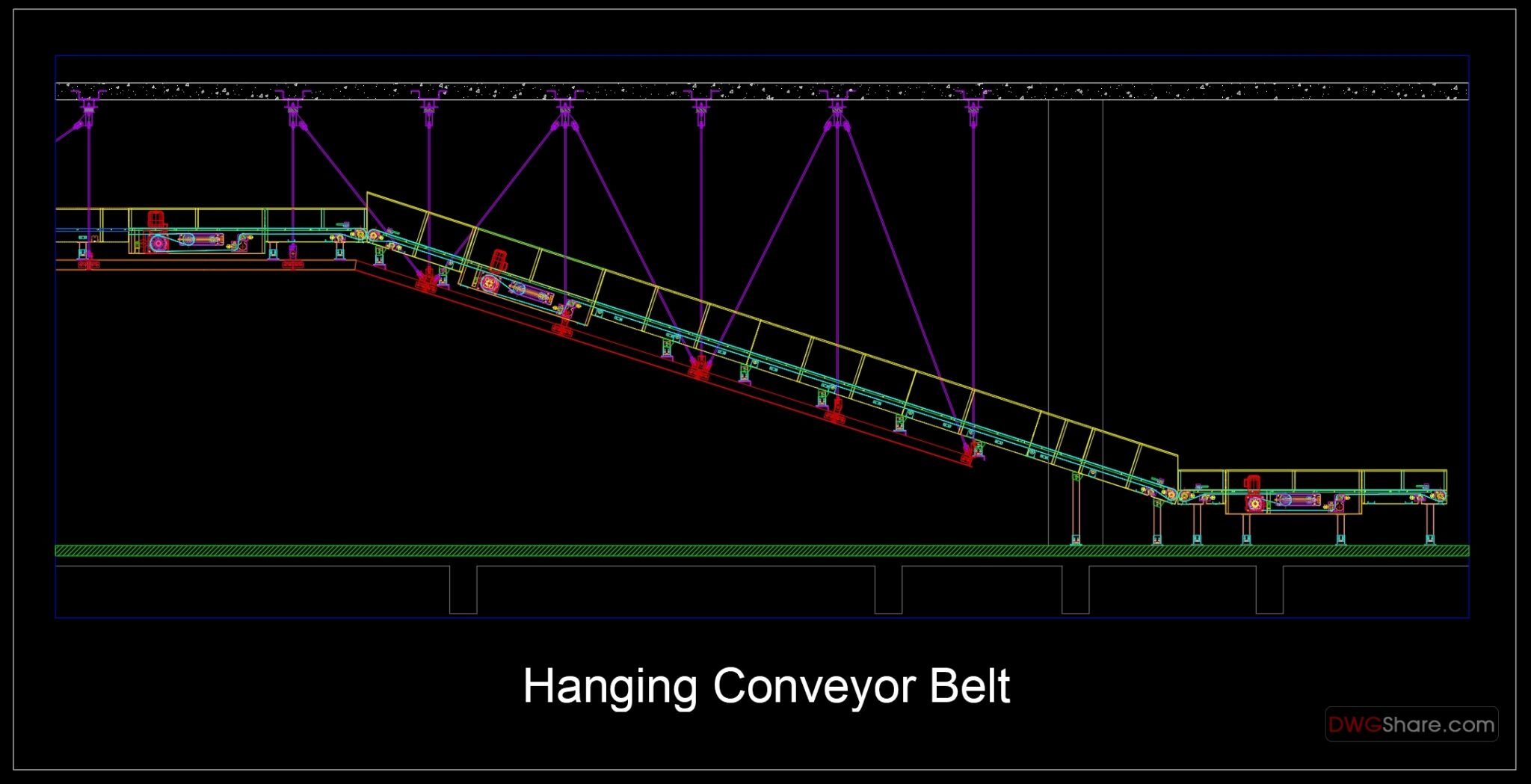49.Hanging Conveyor Belt Structural Details CAD