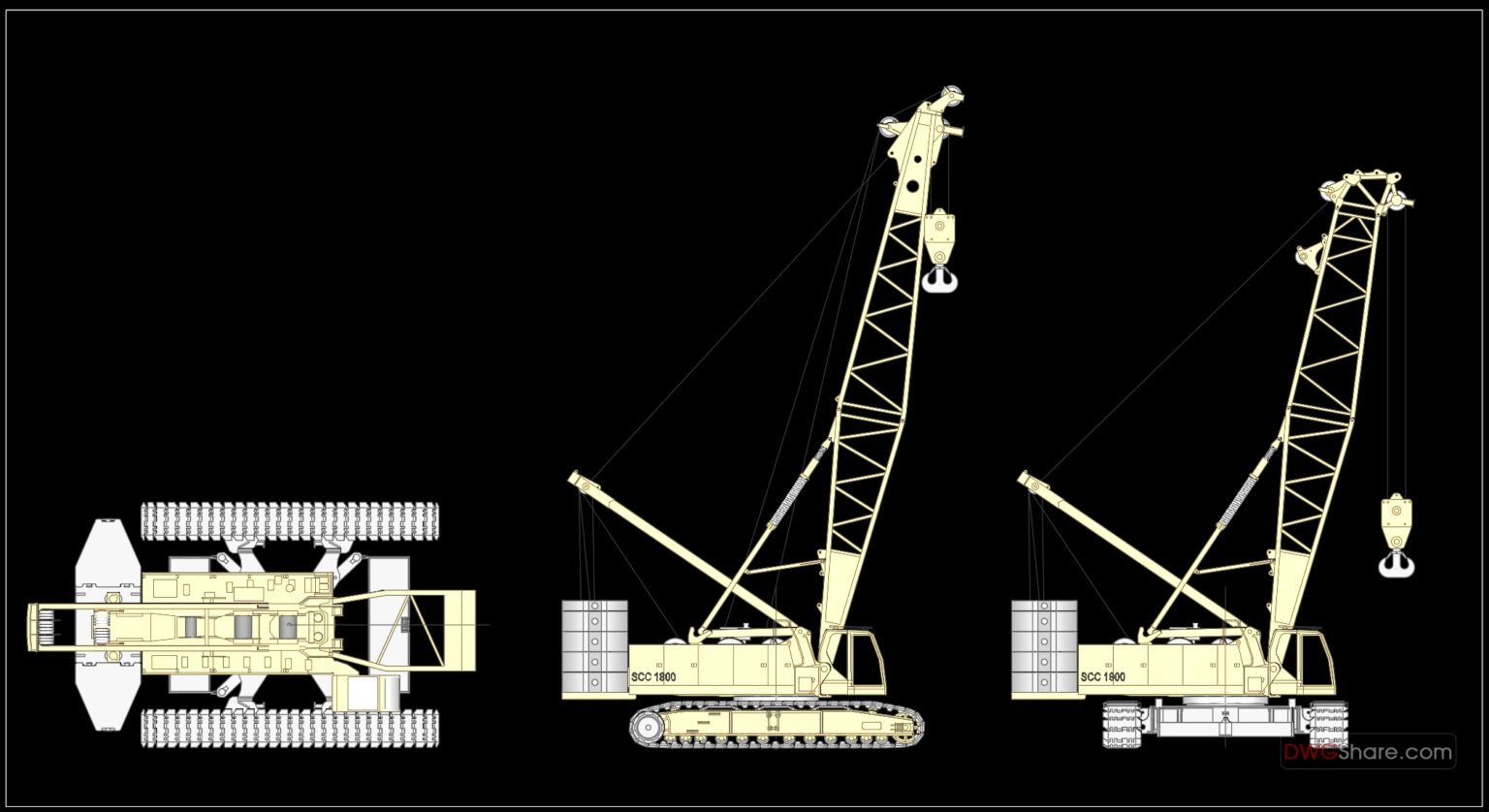 50.Crawler Crane Elevation and Plan details AutoCAD blocks free download