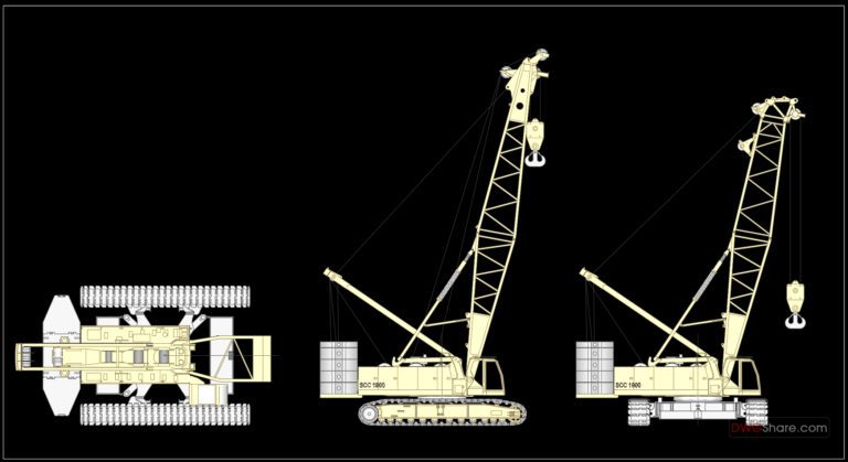 50.Crawler Crane Elevation and Plan details AutoCAD blocks free download