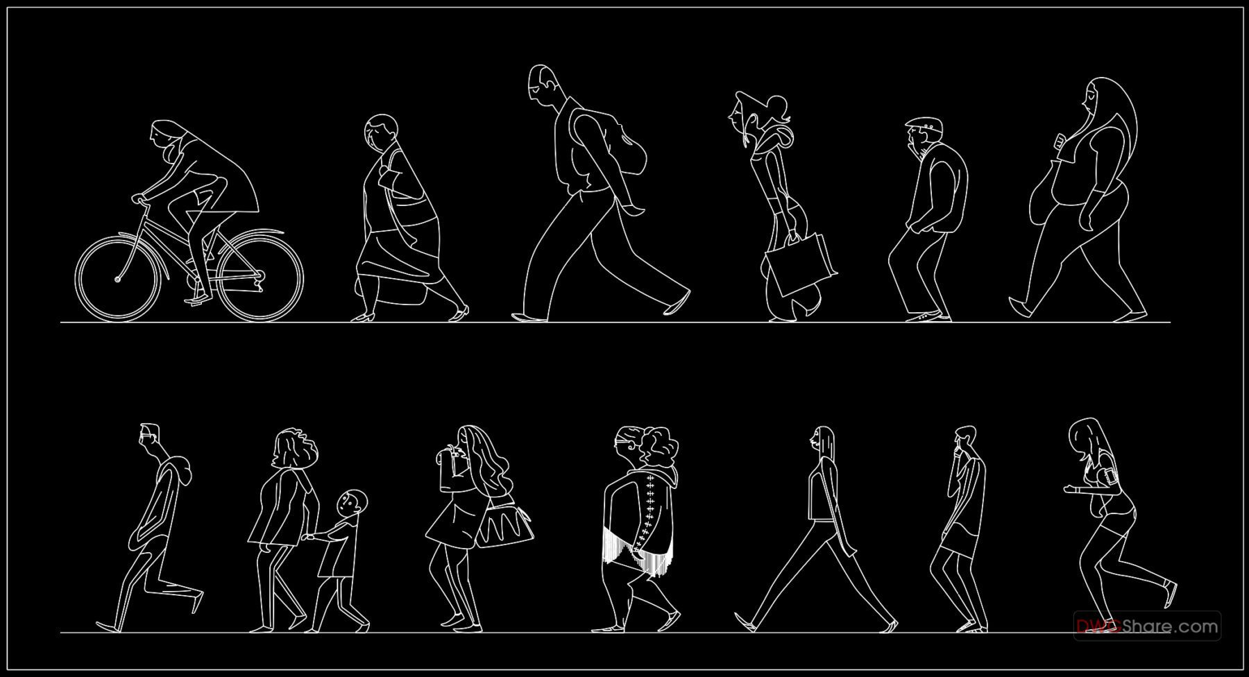 54.People Stylized 2 free AutoCAD drawings