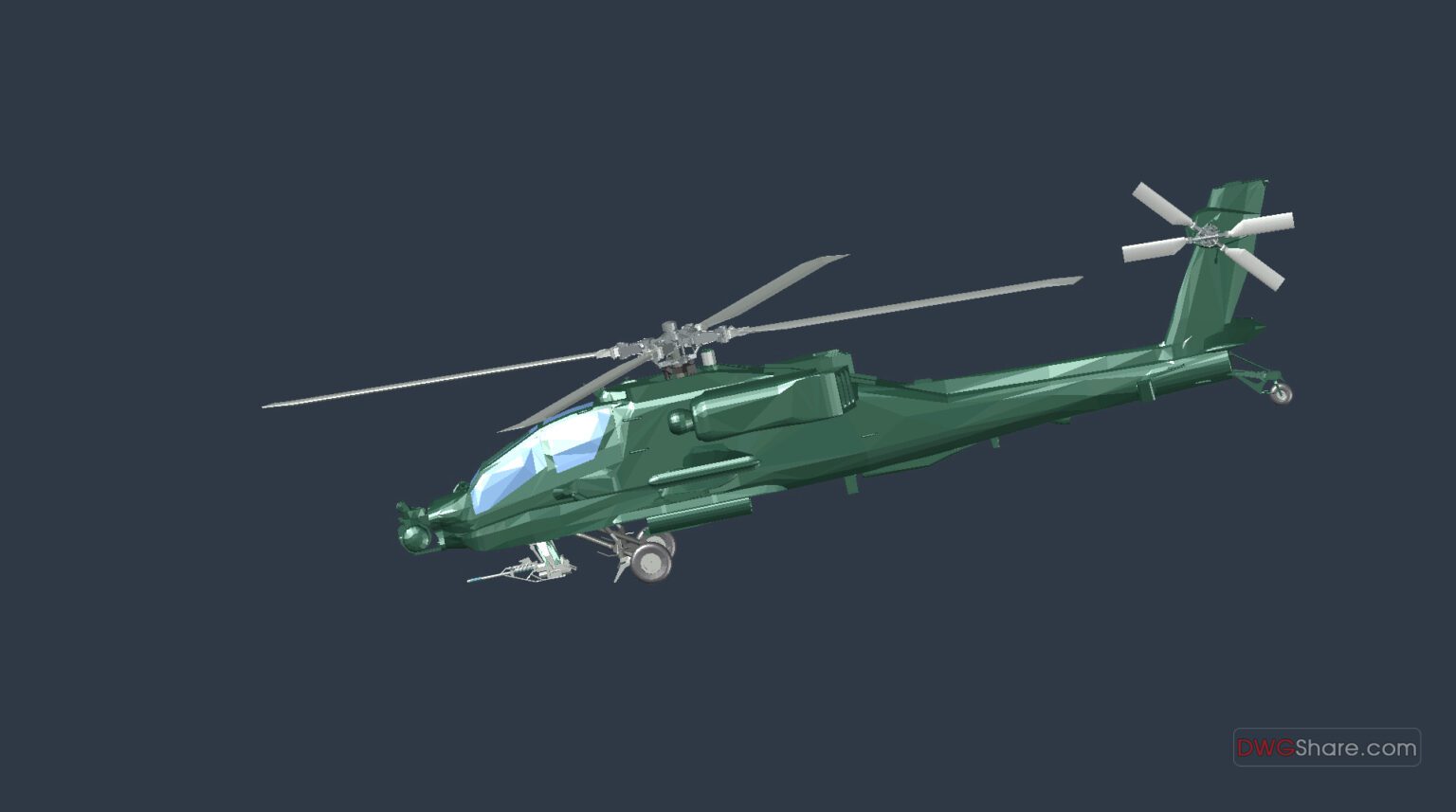 55.3D helikopter apache cizimi AutoCAD File DWG
