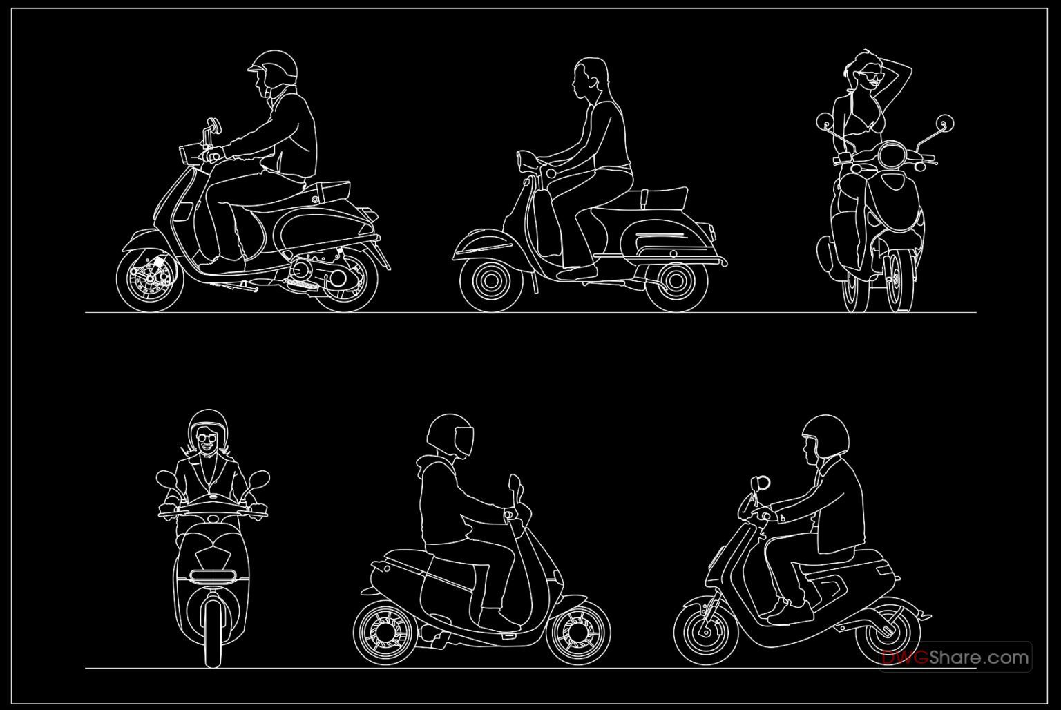 60.Scooter Driver free AutoCAD drawings