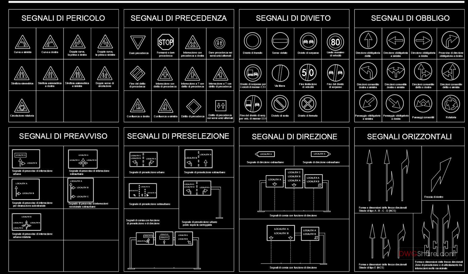 63.Road Sign AutoCAD Drawings Free DWG