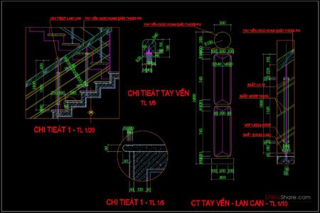 64.Detailed drawings of stairs in autocad file