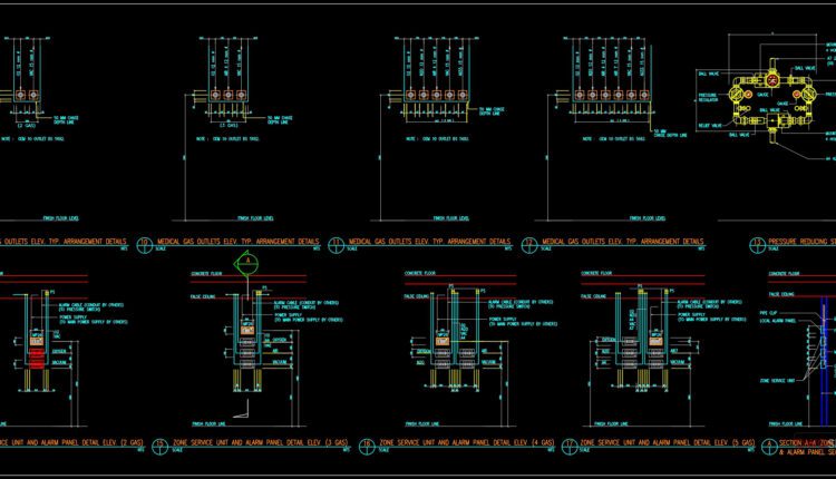 65.Medical Gas Outlets Elevation Typical Arrangement Details CAD ...
