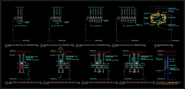 65.Medical Gas Outlets Elevation Typical Arrangement Details CAD ...