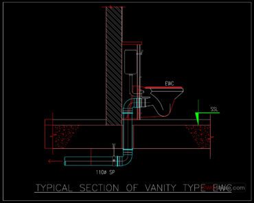 67.Typical Section of Vanity Type EWC CAD Drawing DWG