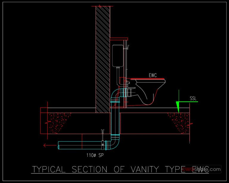 67.Typical Section of Vanity Type EWC CAD Drawing DWG
