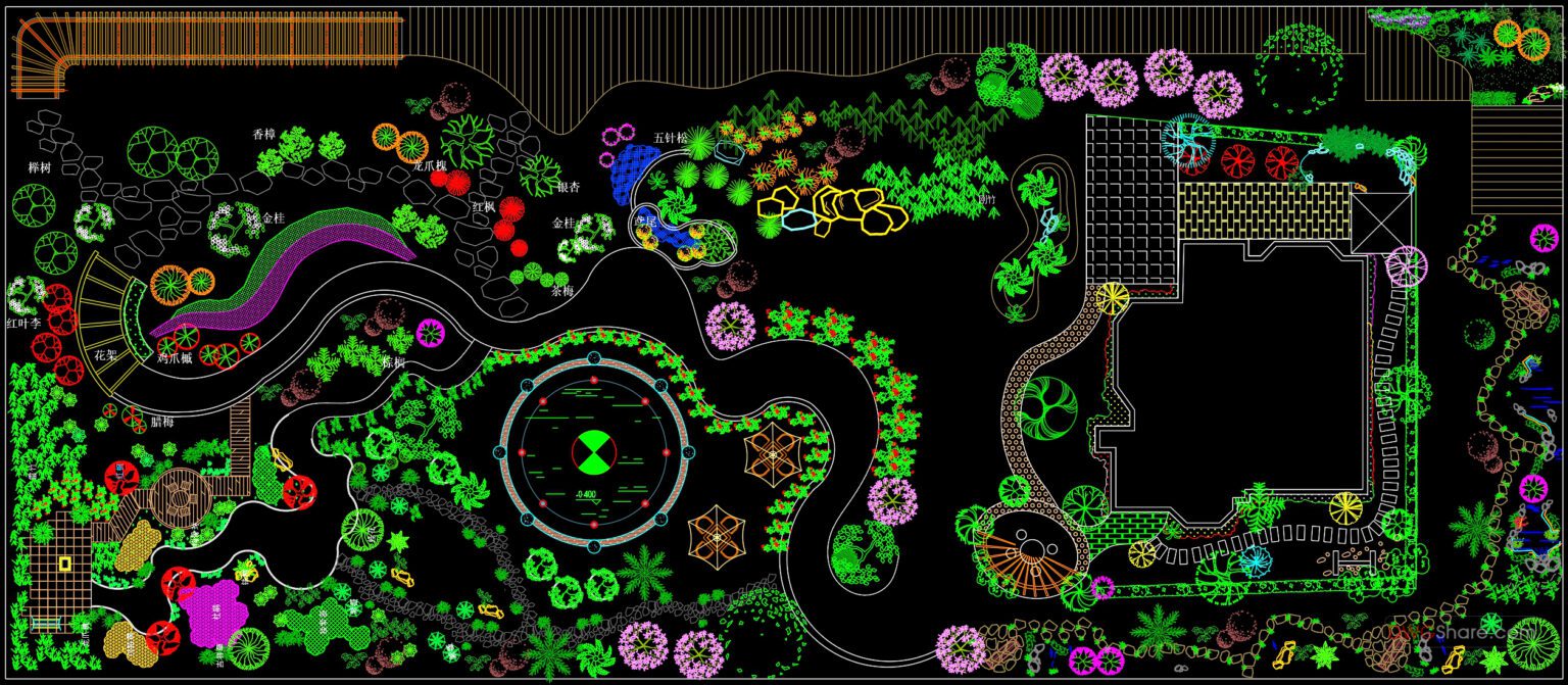 69.Urban Garden Plan Design Layout Plan CAD