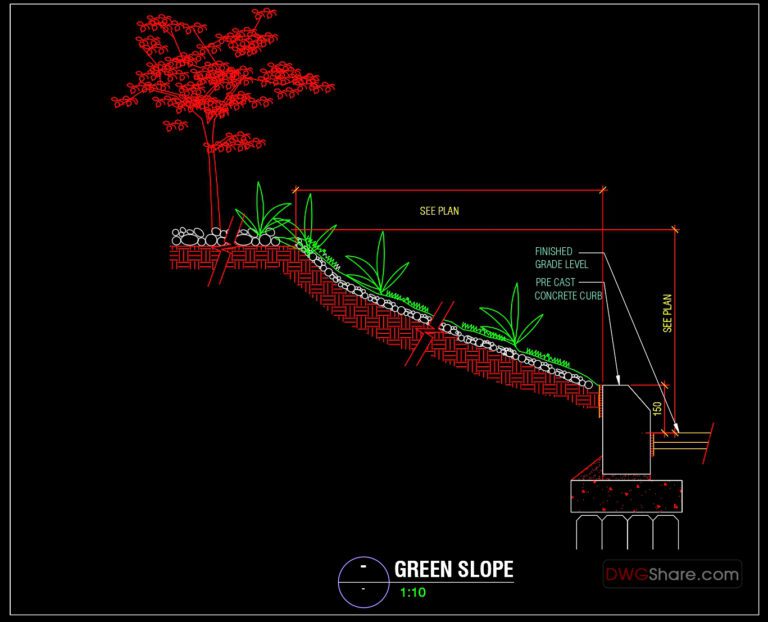 70.Autocad Drawing Of Planting on Slope Details For Free Download