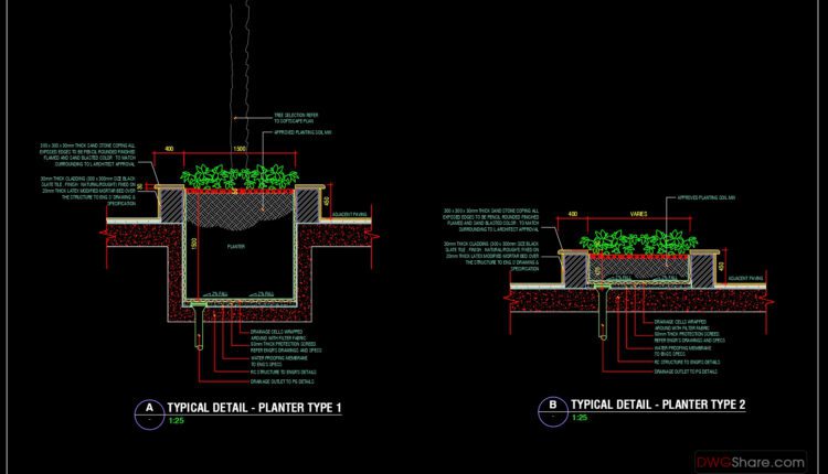 71.Autocad Drawing Of Planter Typical Details For Free Download - Free ...
