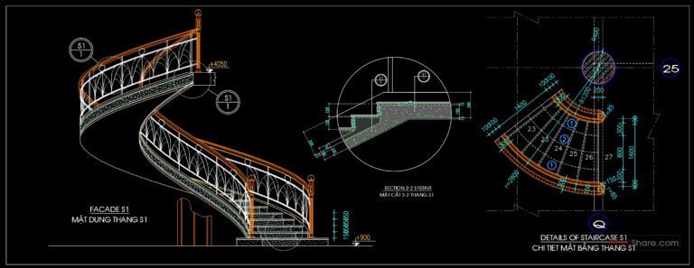 71.Details handrail stairs, handrails autocad free download
