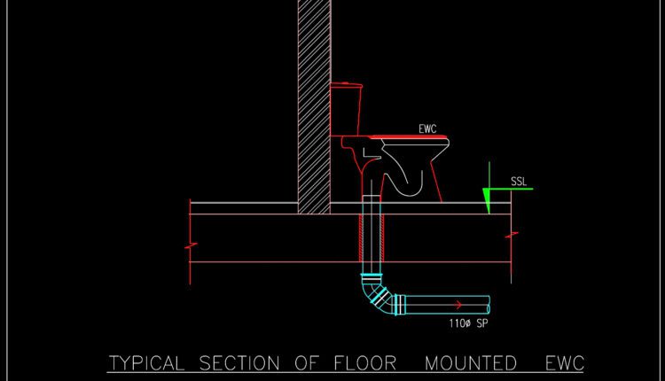 71.Typical Section of Floor Mounted EWC CAD Template DWG - Free Cad ...